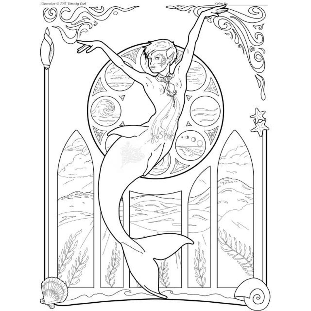 Merfolk Coloring Page. - Etsy