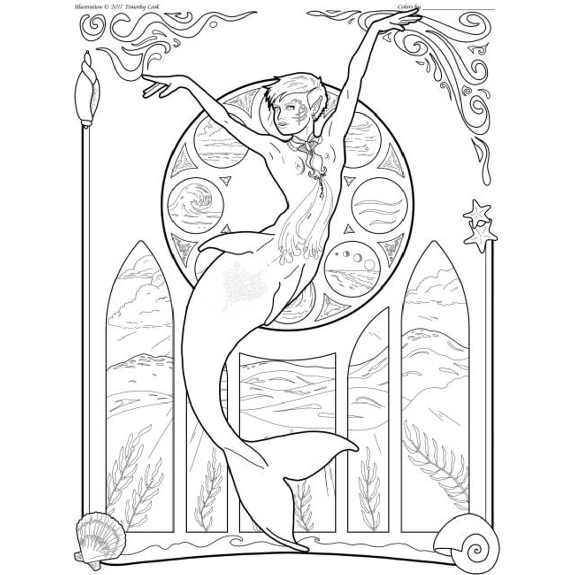 Merfolk Coloring Page. - Etsy