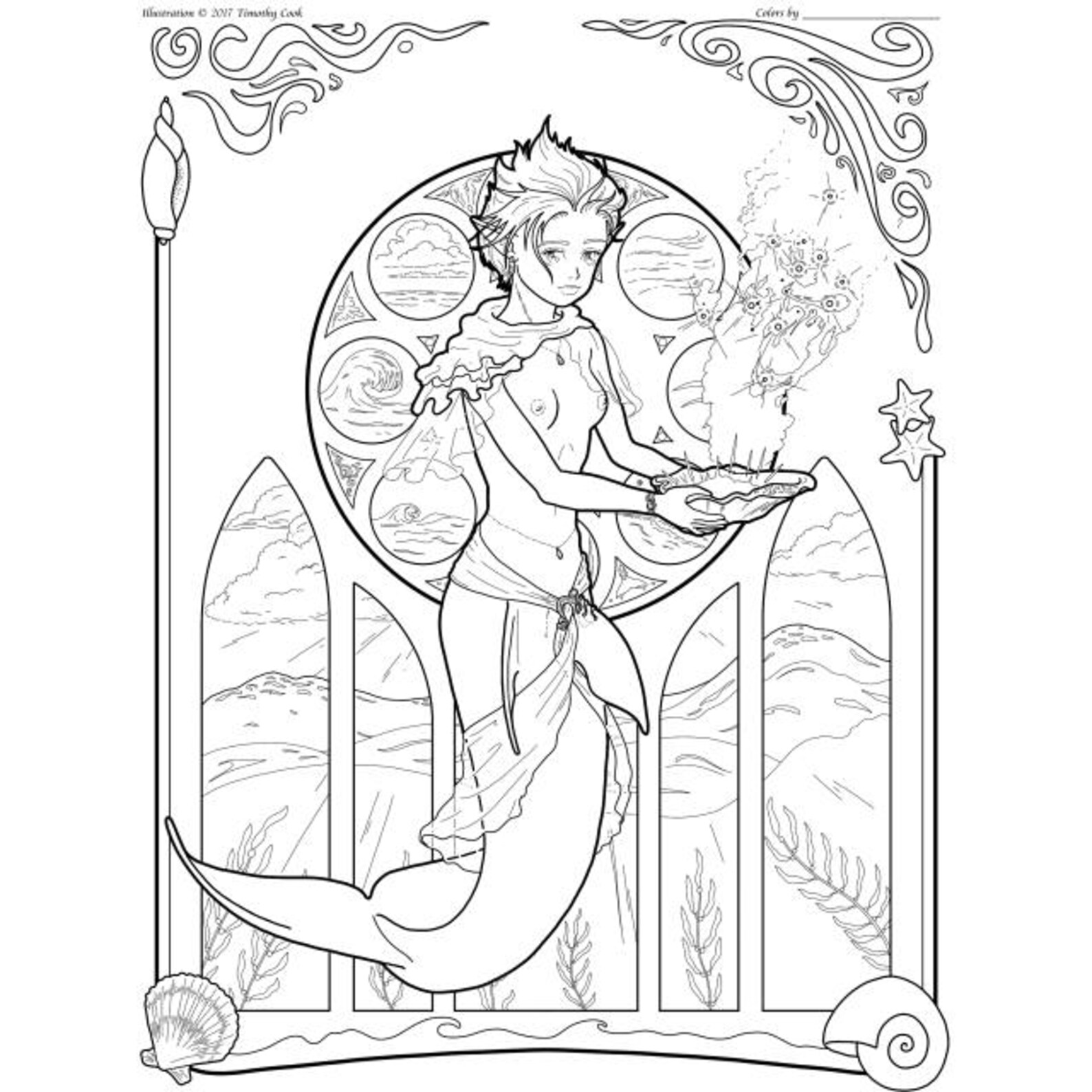 Merfolk Coloring Page. - Etsy