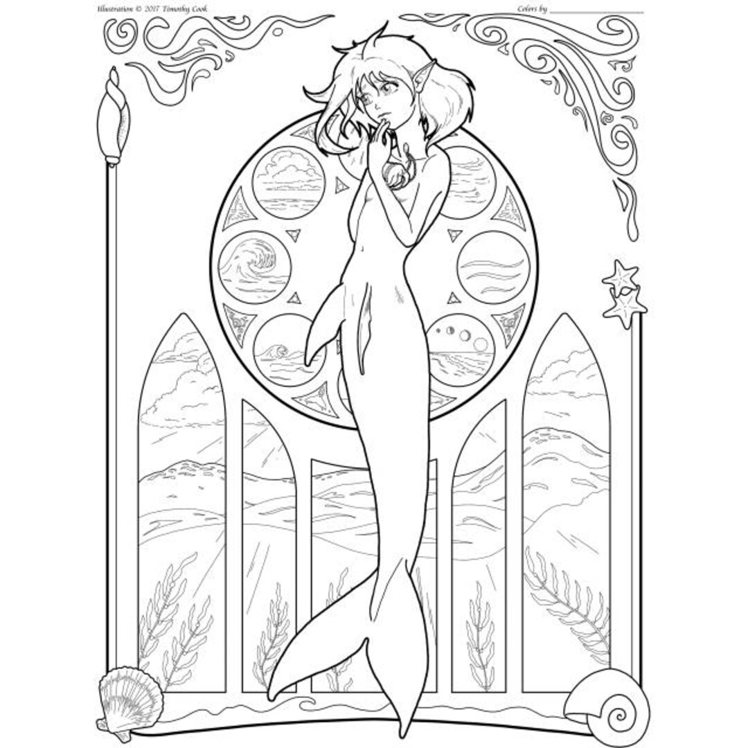 Merfolk Coloring Page. - Etsy
