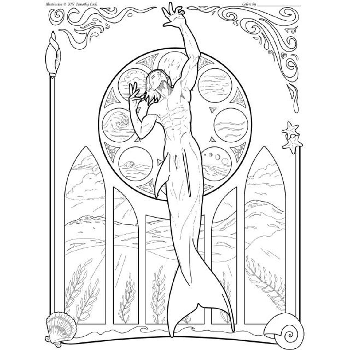 Merfolk Coloring Page. - Etsy