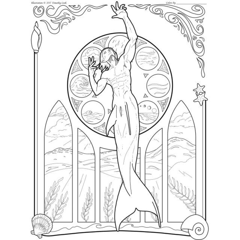 Merfolk Coloring Page. - Etsy