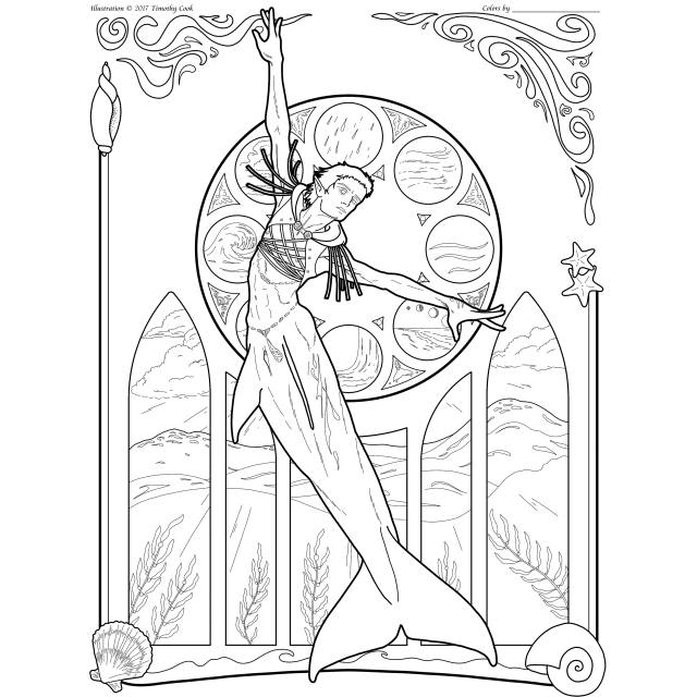 Merfolk Coloring Page. - Etsy