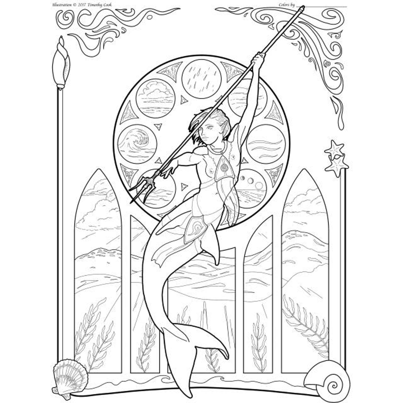 Merfolk Coloring Page. - Etsy