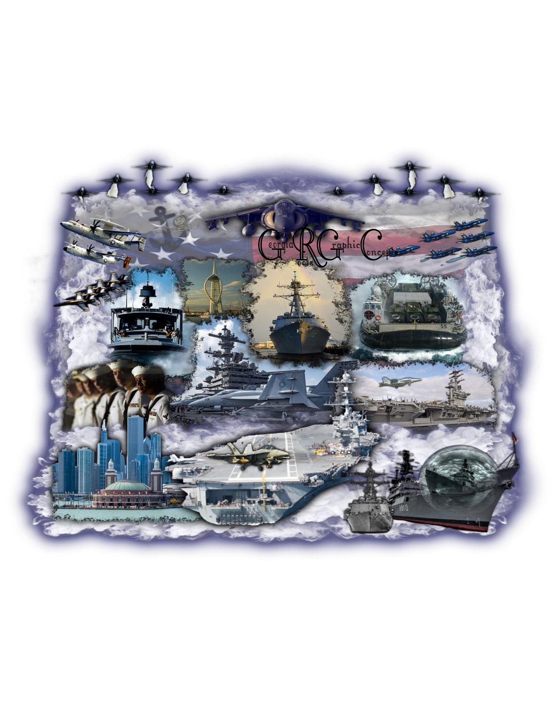 Abstract US Patriotic Navy Military Soldiers Ships Planes Jets Ports ...