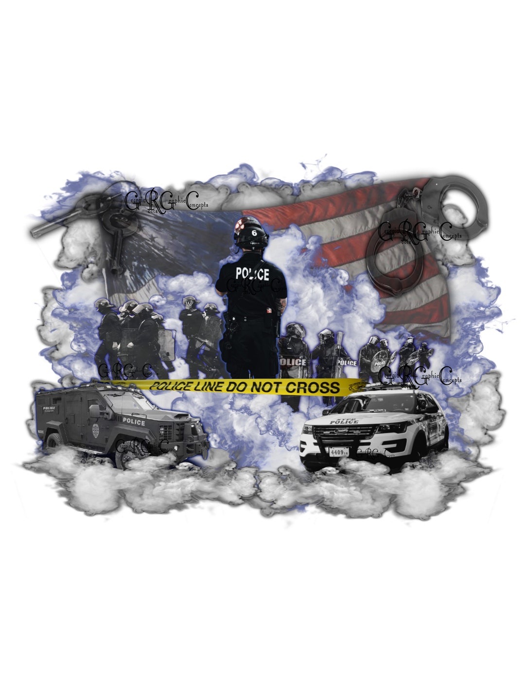 Patriotic Police Officer Collage: US Law Enforcement PNG JPEG (digital ...