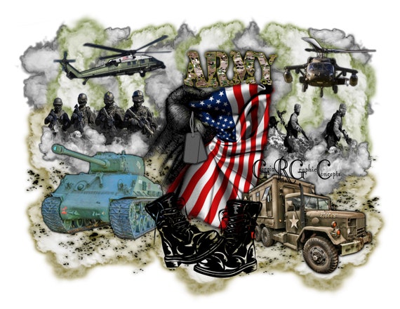 Abstract US Patriotic Army Military Clinched Hand Flag Collage - Etsy