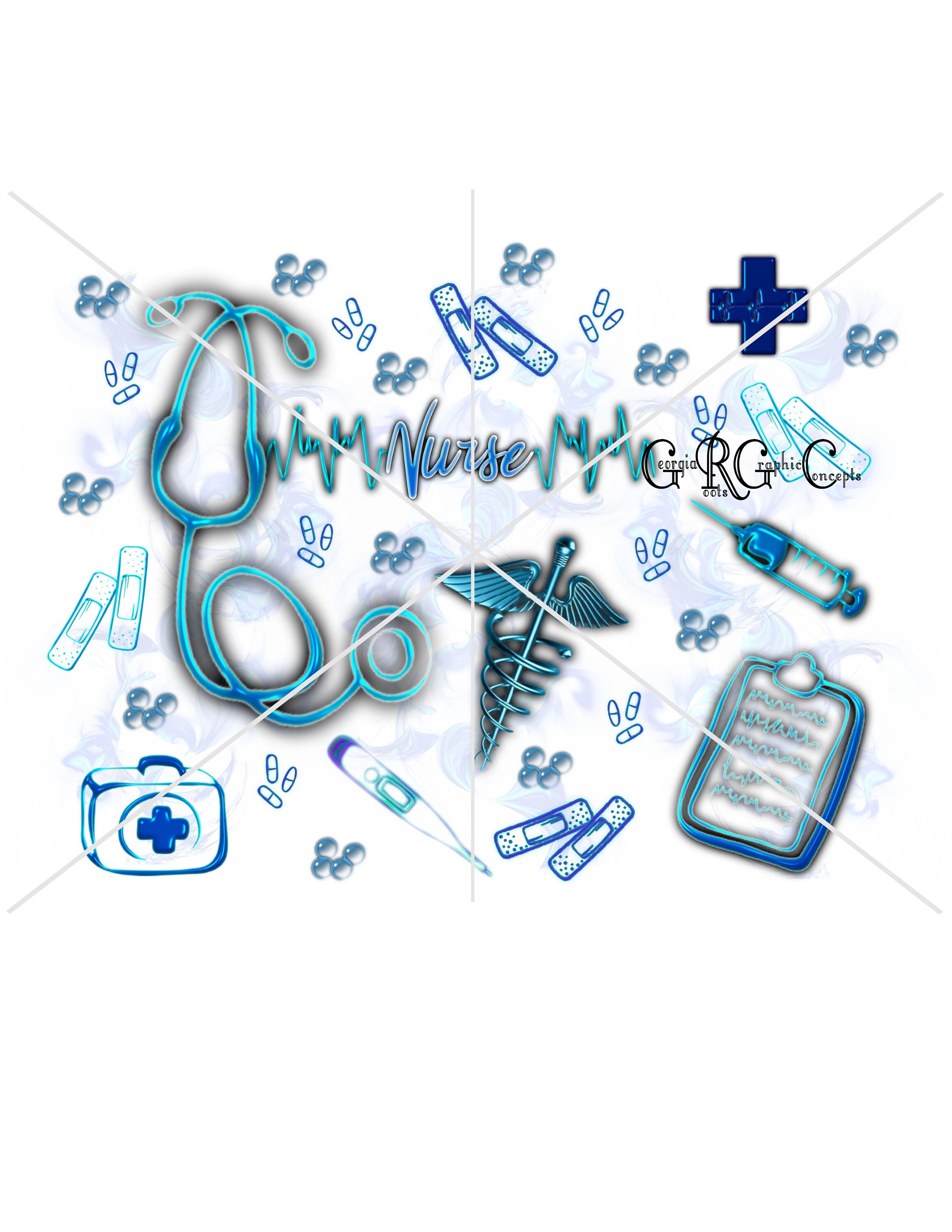 Abstract Blue Nurse Life Healthcare Worker Art Collage | Etsy