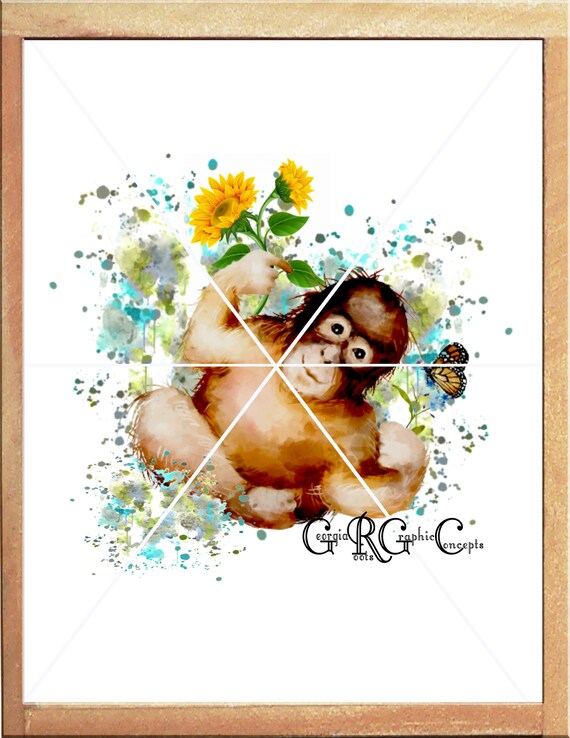 Abstract Baby Animal Monkey Chimpanzee Nursery Print PNG/JPEG | Etsy