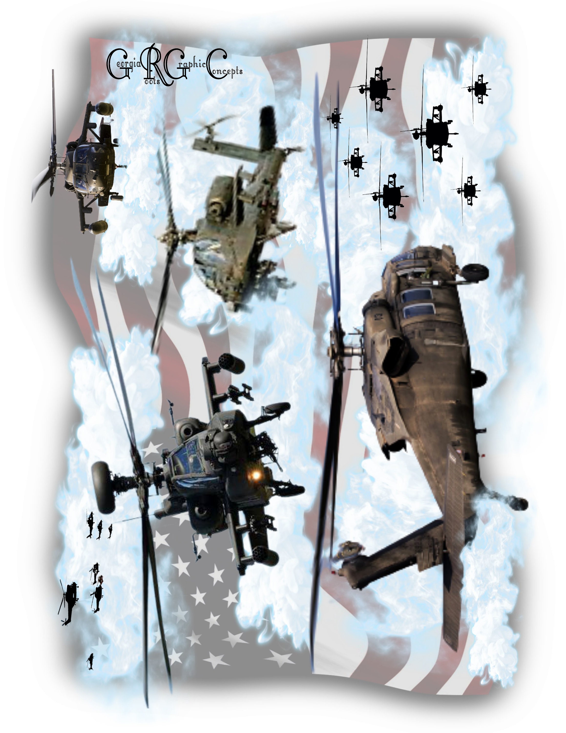 Digital Prints Abstract US Patriotic Flag Military Coast Guard Marine ...