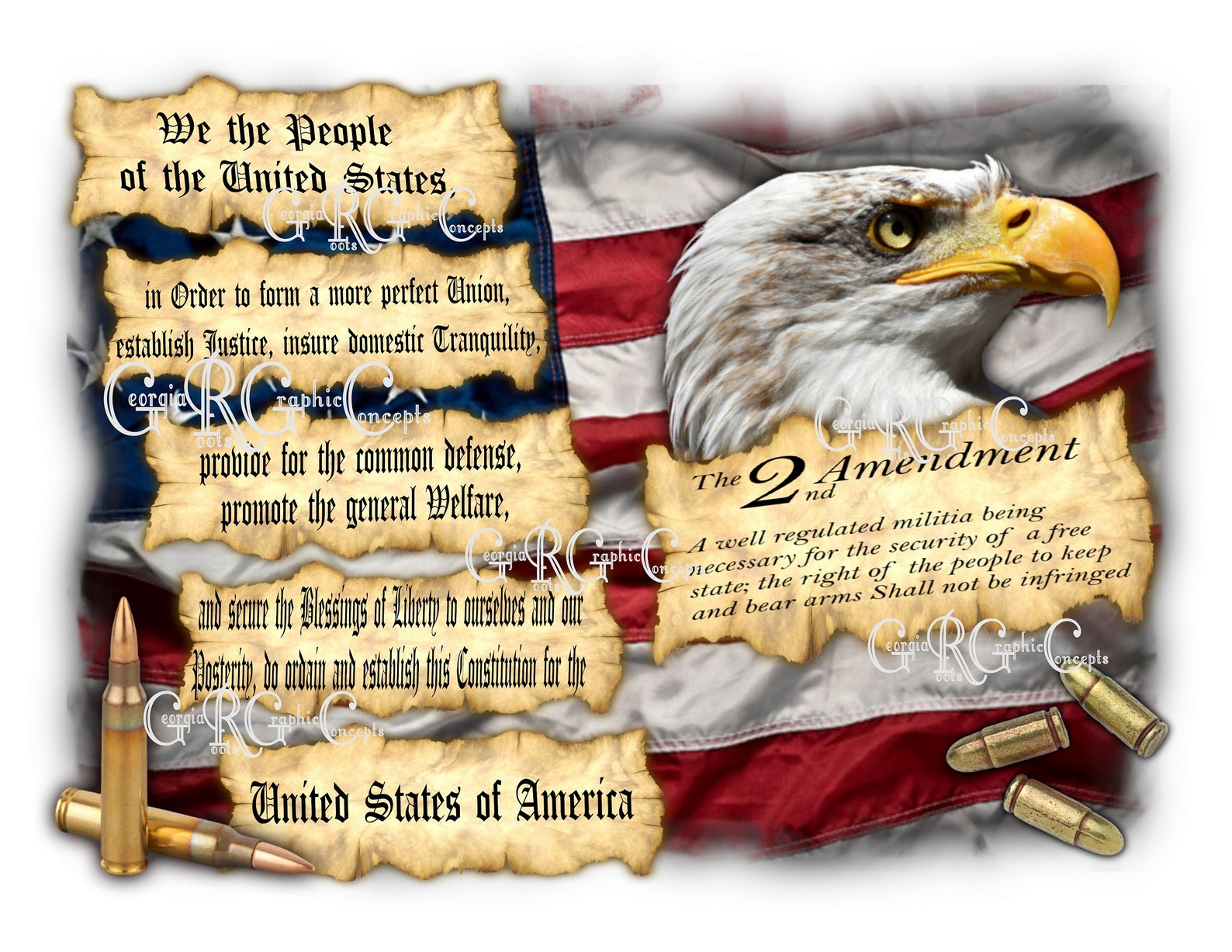 Patriotic Eagle 2nd Amendment Collage: US Constitution PNG JPEG ...
