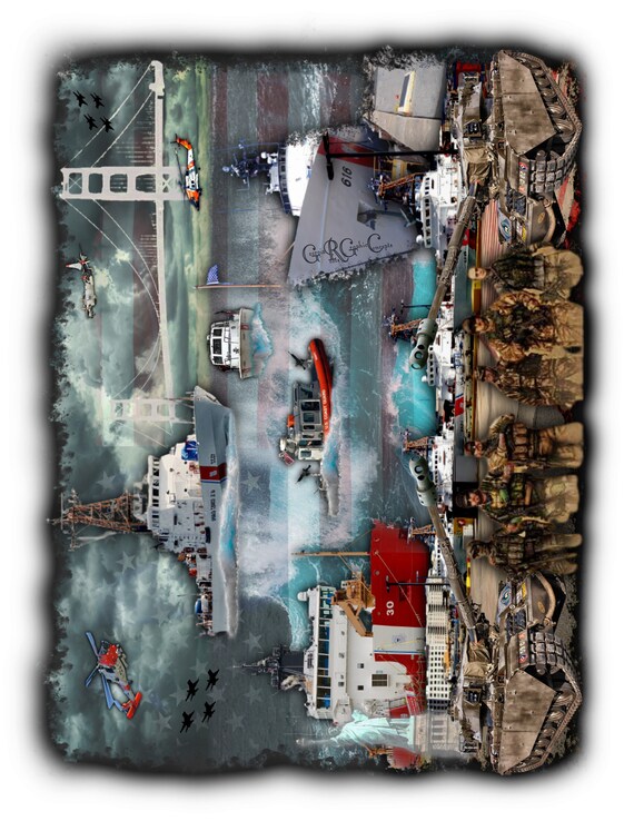 Digital Prints Abstract US Patriotic Flag Military Coast Guard Marine ...