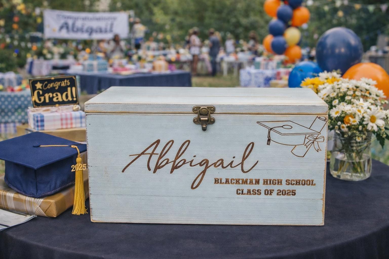 Rustic Wooden Graduation Card Box – Barnwood Card Holder With Hinged ...