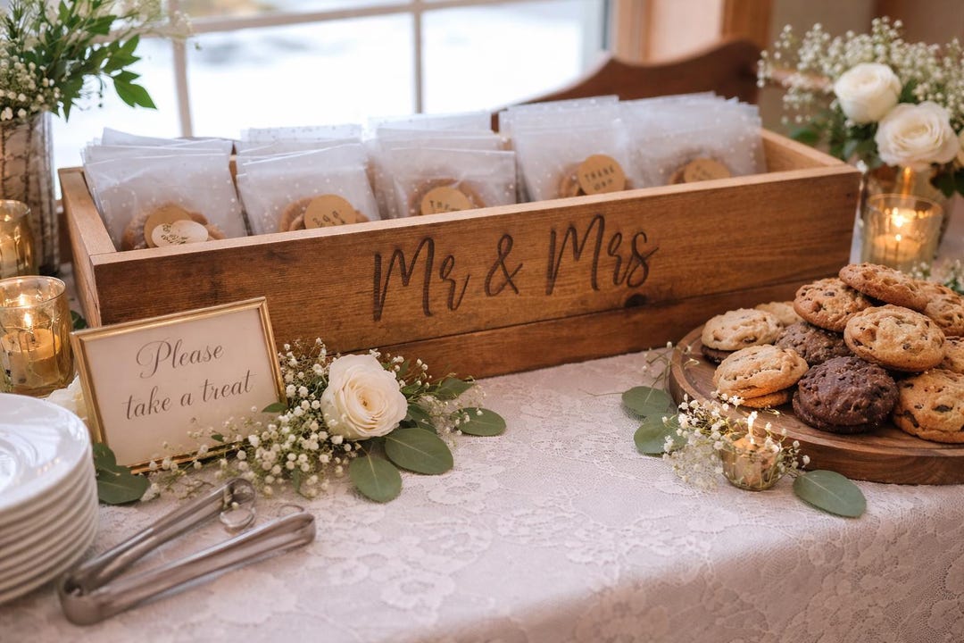 Personalized Wedding Cookie Display Box - Rustic Wood Tray - Etsy
