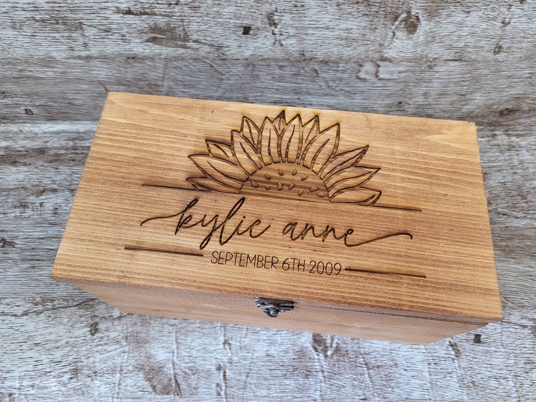 Large Girl Personalized Keepsake Boxes, Wider Wooden Memory Box, Time ...