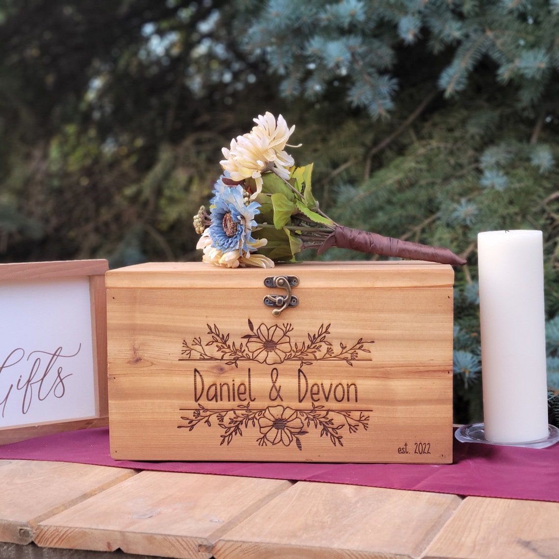 Wedding Card Box With Lock Wedding Card Box With Slot Wood - Etsy
