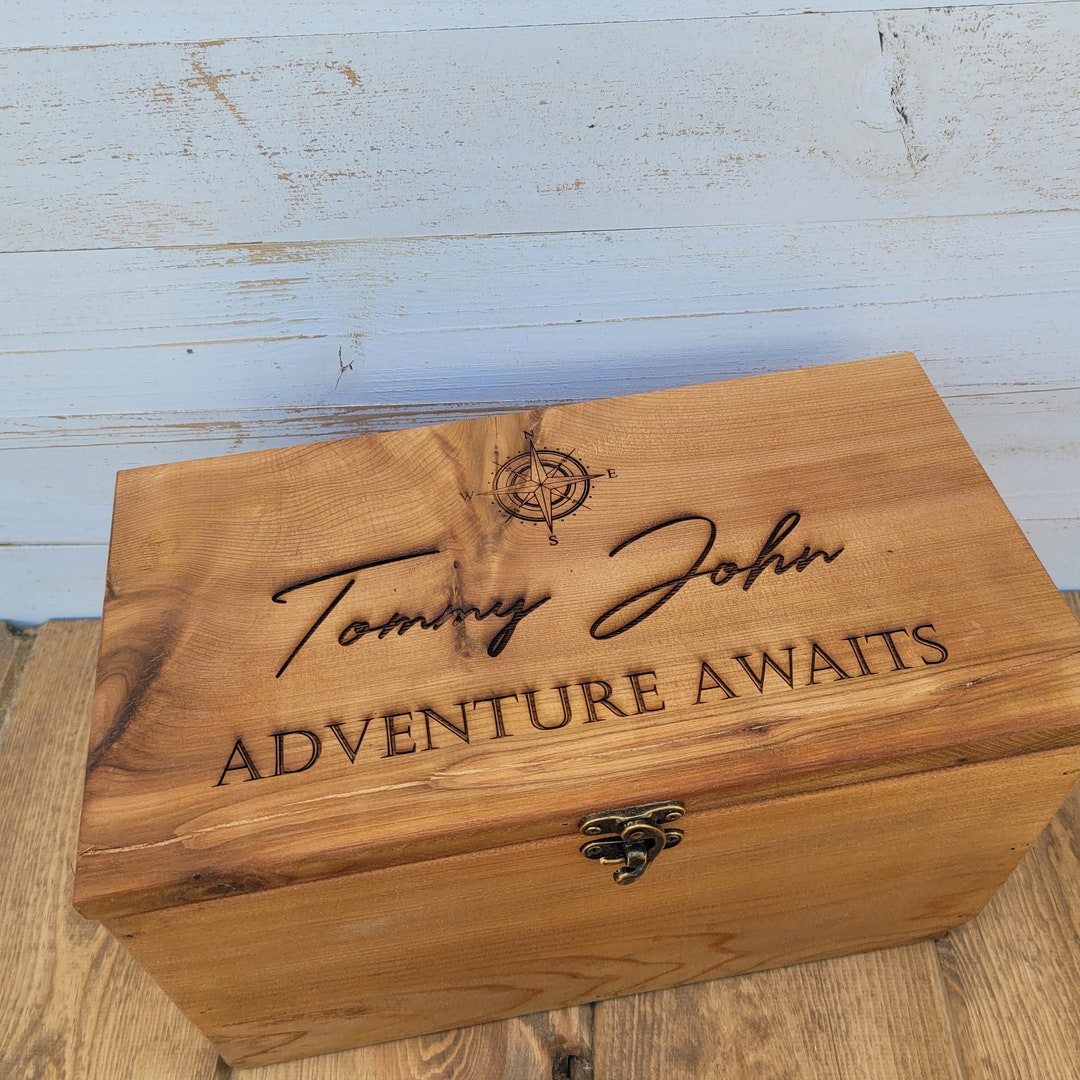 Large Rustic Keepsake Box Mens Personalized Keepsake Box Dads Travel ...
