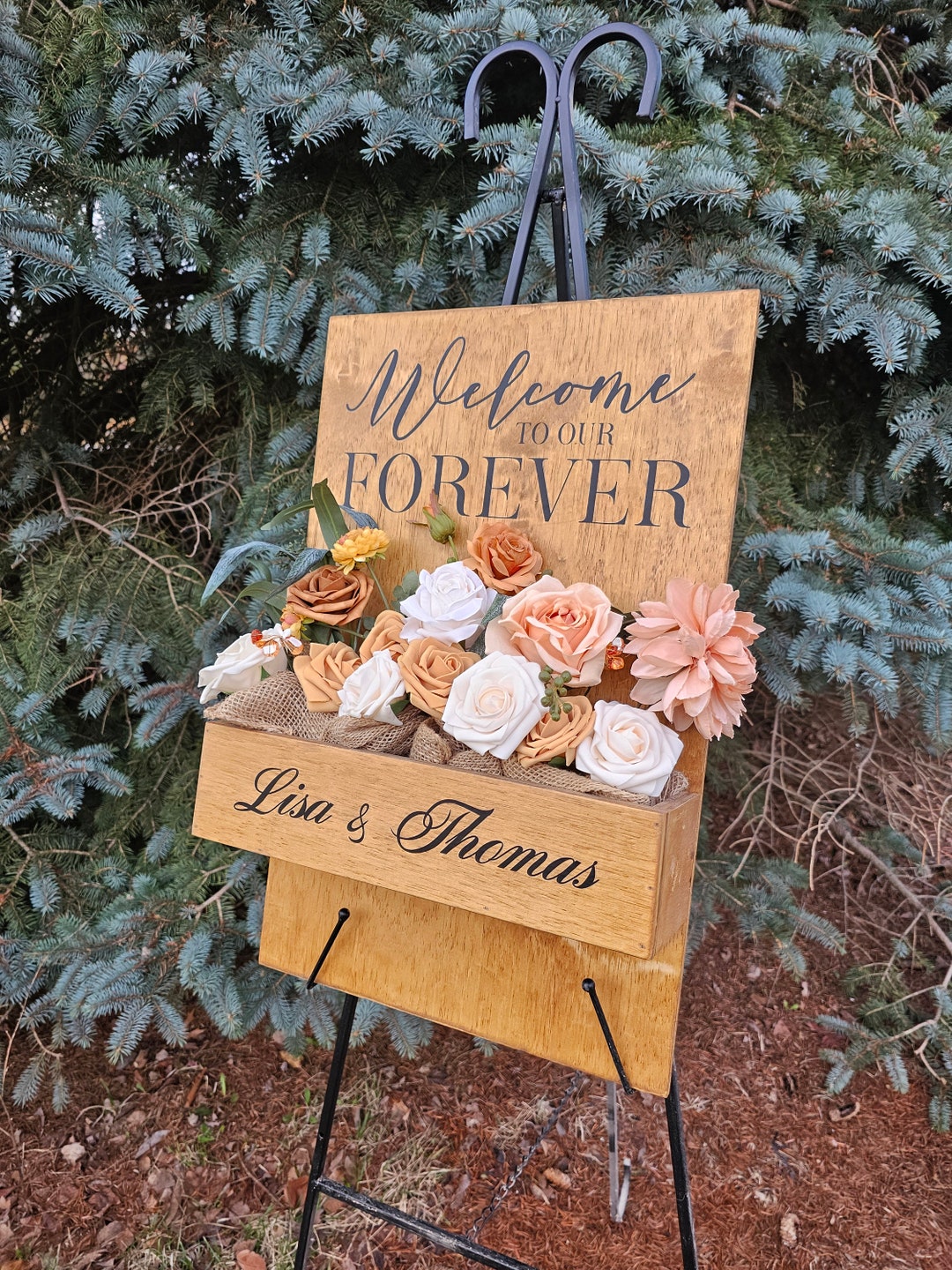 Personalized Flower Box Welcome Sign, Wedding Welcome Sign - Etsy