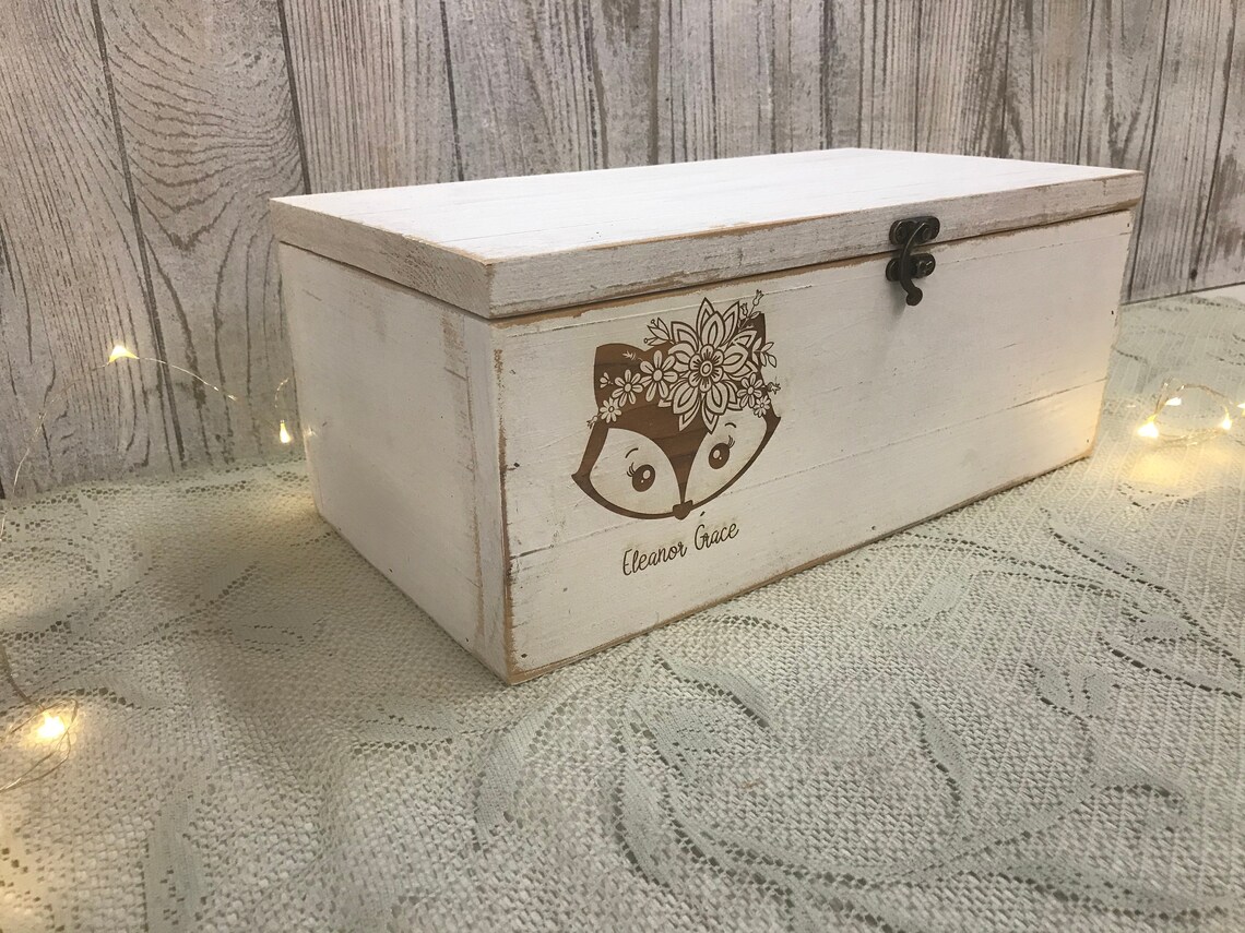 Child Keepsake Box Memory Box Rustic Wooden Box Woodland - Etsy