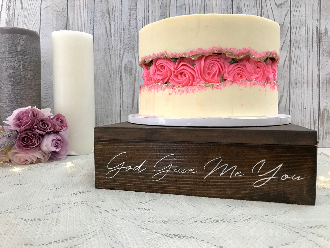 Wedding Cake Stand Square Rustic Wooden Cake Stand Love Cake Stand Dark ...