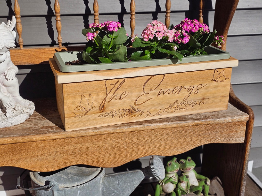 Personalized Cedar Planter Outdoor Planter Herb Planter - Etsy