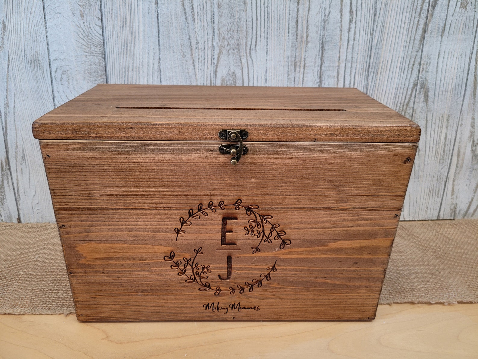 Wooden Card Box With a Lock Personalized Card Box Engraved - Etsy