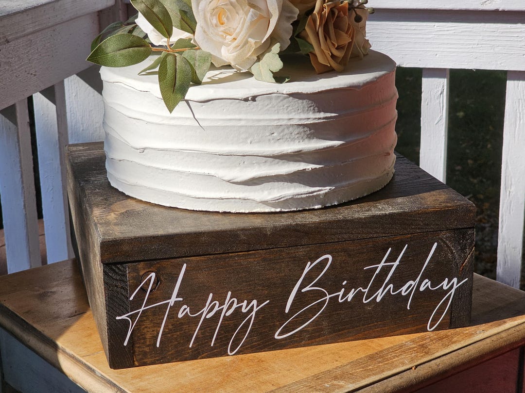Birthday Cake Stand Rustic Wedding Cake Riser Personalized Wood Cake ...
