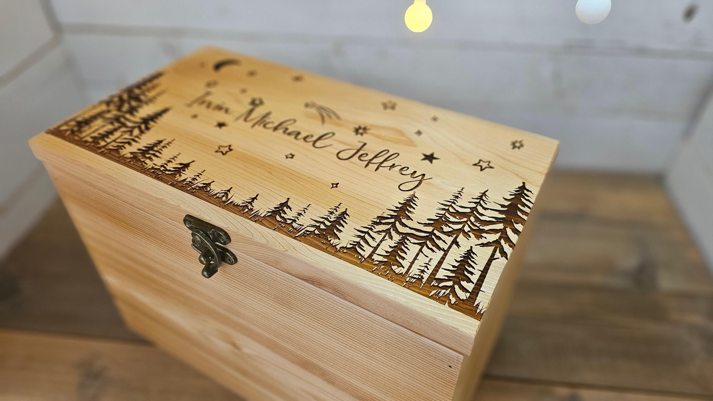Personalized Rustic Cedar Keepsake Box: Stars & Moon, Engraved Wood - Etsy