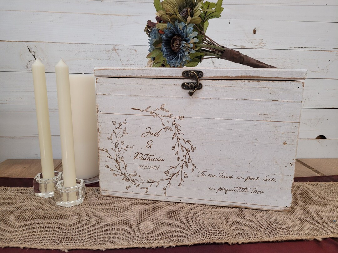 Wedding Card Box | White Aged Rustic Card Box | Personalized Card Box ...