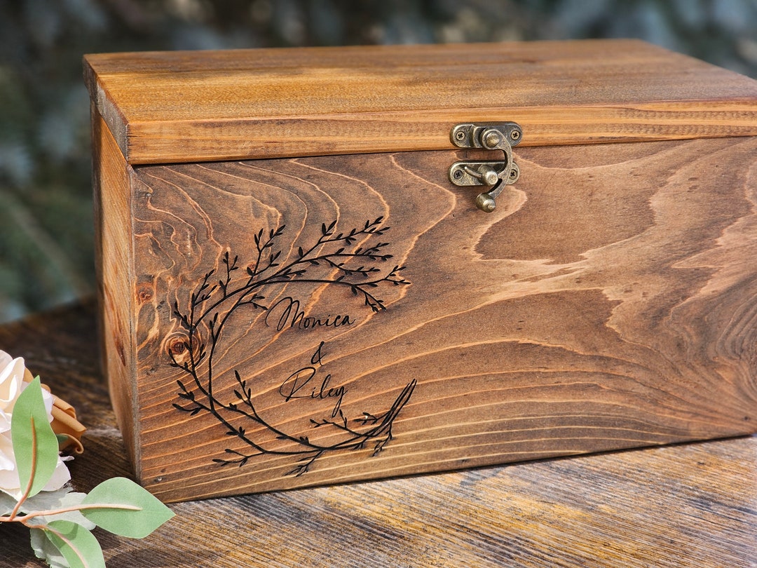 Custom Laser Engraved Wood Card Box Perfect for Weddings Anniversaries ...