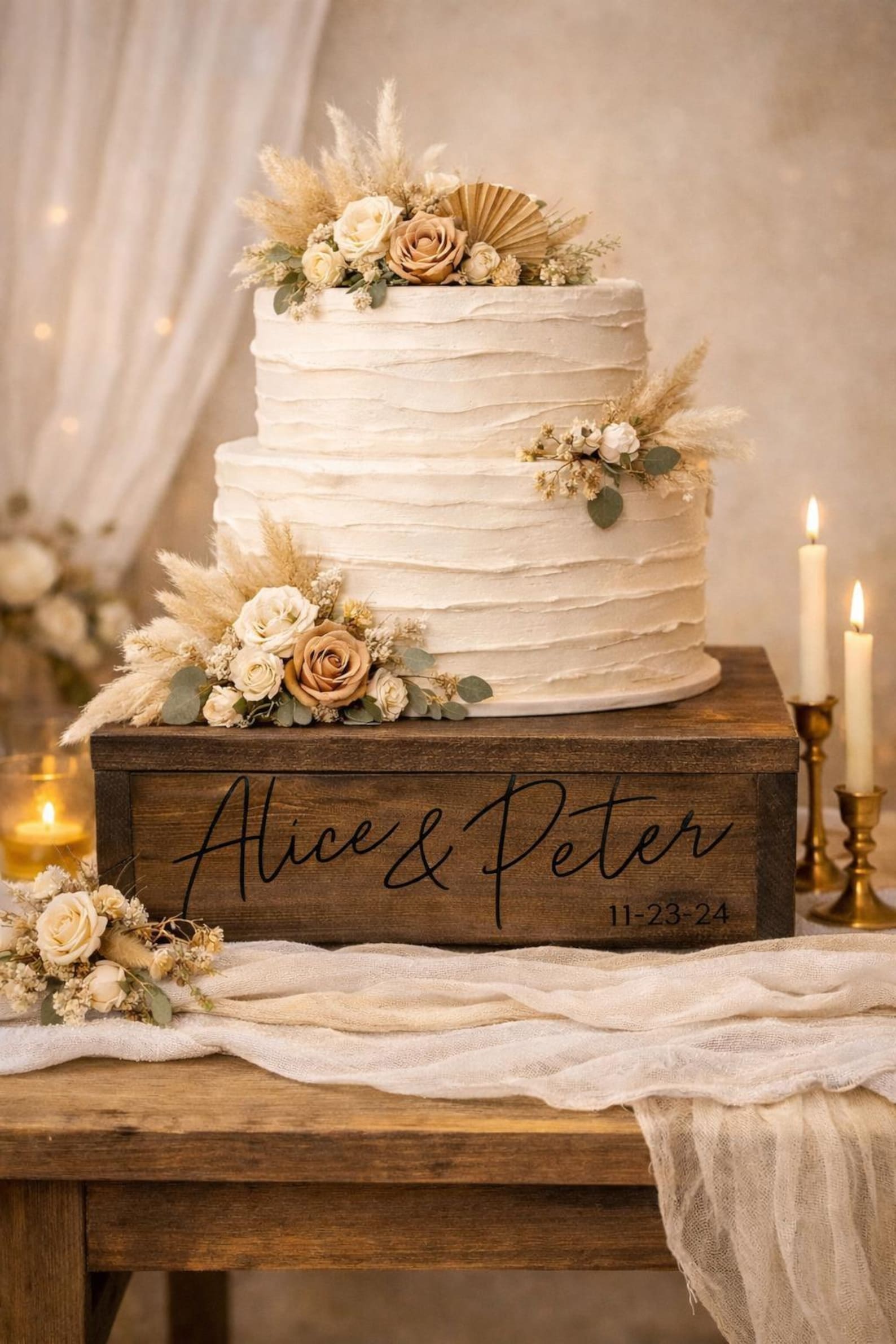 Rustic Handcrafted Personalized Cake Stand - Custom Engraved Wooden ...