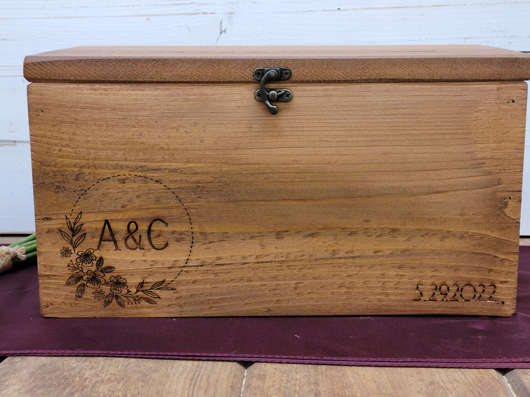 Wooden Card Box With a Slot and Lock, Rustic Card Box, Wedding Card Box ...