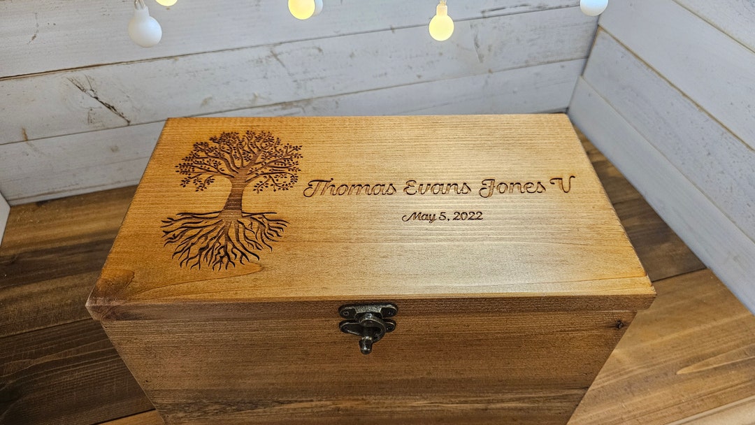Rustic Family Tree Keepsake Box | Laser Engraved Tree of Life Memory ...
