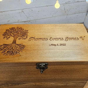 Rustic Family Tree Keepsake Box | Laser Engraved Tree of Life Memory ...