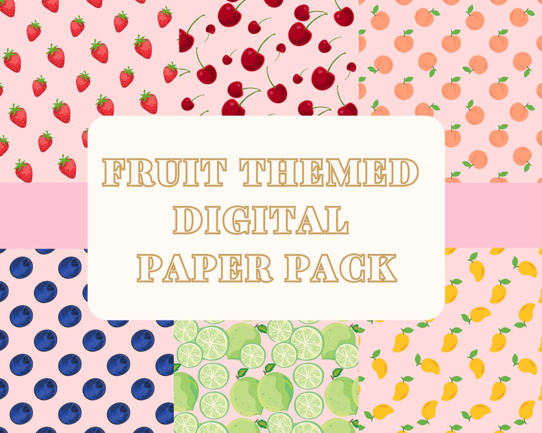Fruit Themed Printable Digital Paper, 40 Different Fruit Repeat ...
