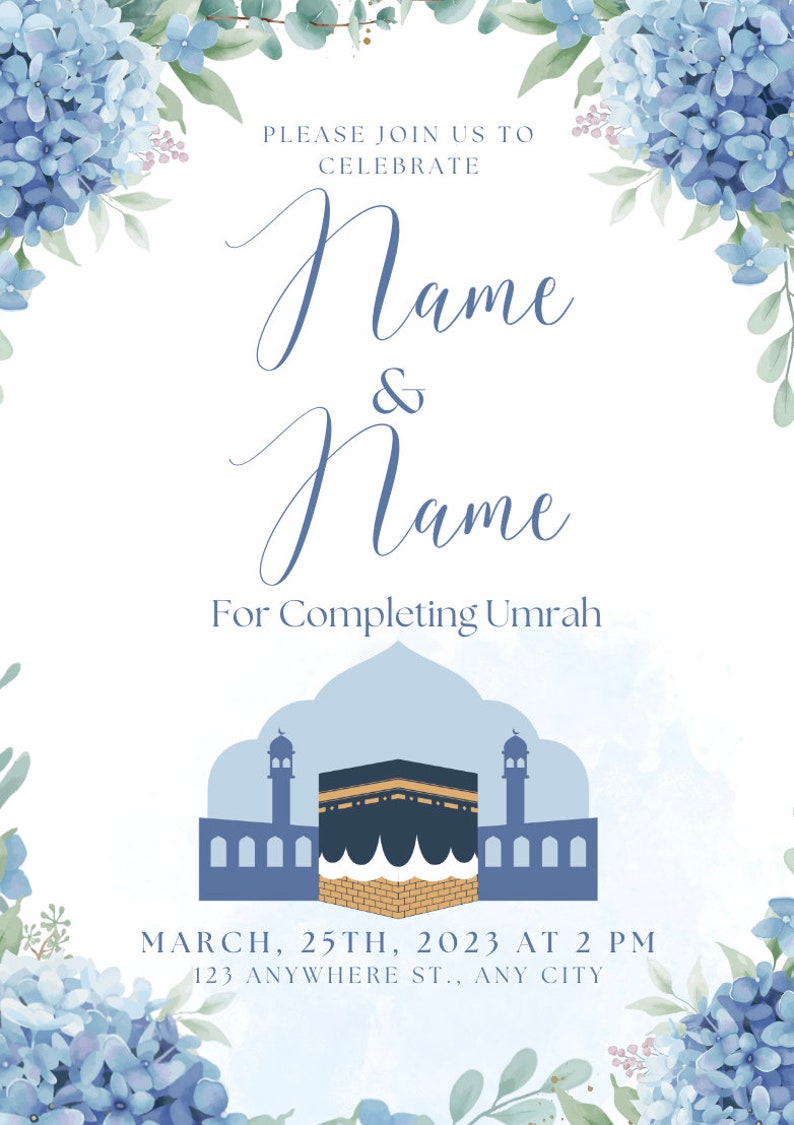 Digital Umrah Party Invitation, Customizable Downloadable, Aesthetic ...
