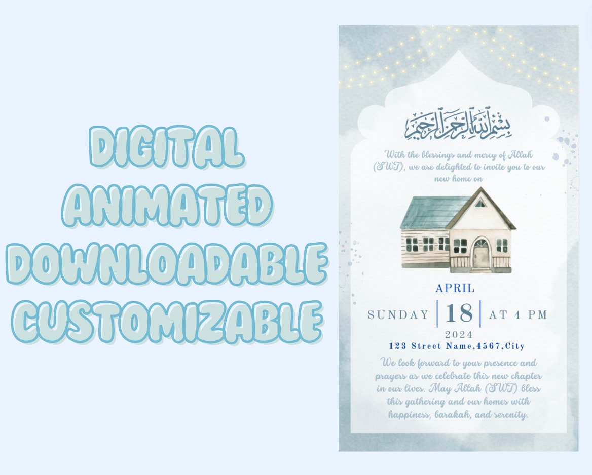 Digital Islamic Housewarming Invitation - Animated,customizable ...