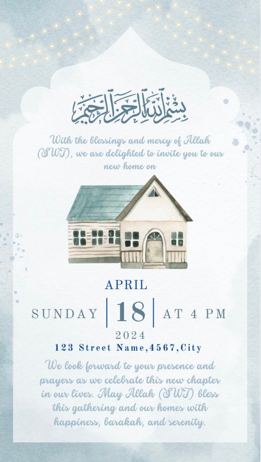 Digital Islamic Housewarming Invitation - Animated,customizable ...