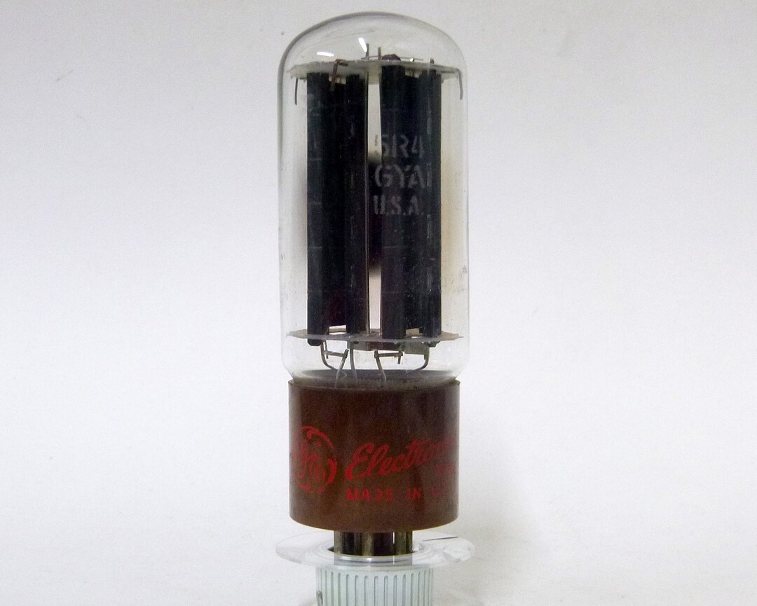 GE 5R4GYA Vacuum Tube Black Plates Brown Base General Electric 5R4 With ...