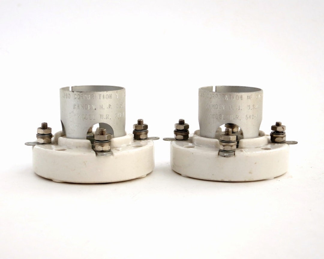 Pair of RCA 4 Pin Engraved Vacuum Tube Sockets for 811, 812, 8005, 866 ...