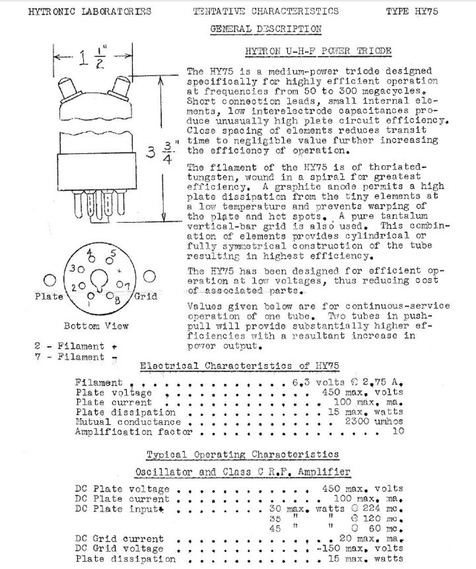 Hytron HY75 Vacuum Tube Made During World War II - Etsy