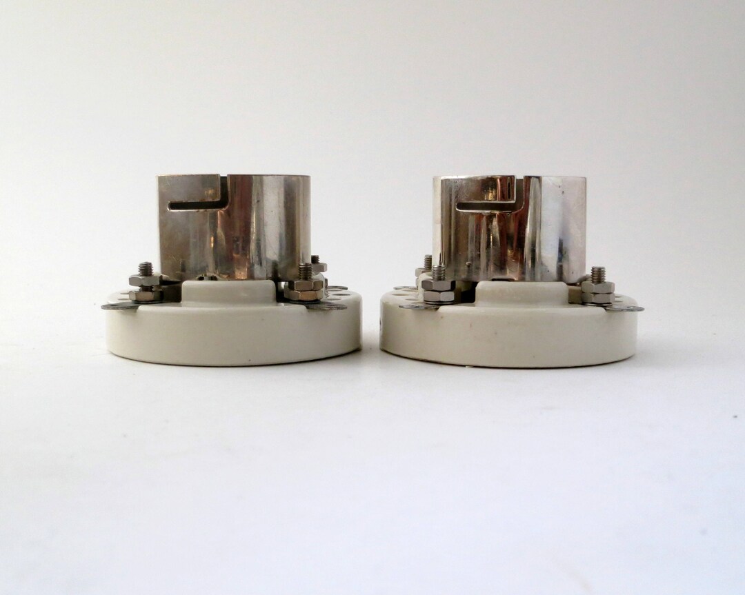 Pair: Johnson 211 Vacuum Tube Sockets - Chrome Plated Brass Collars for ...
