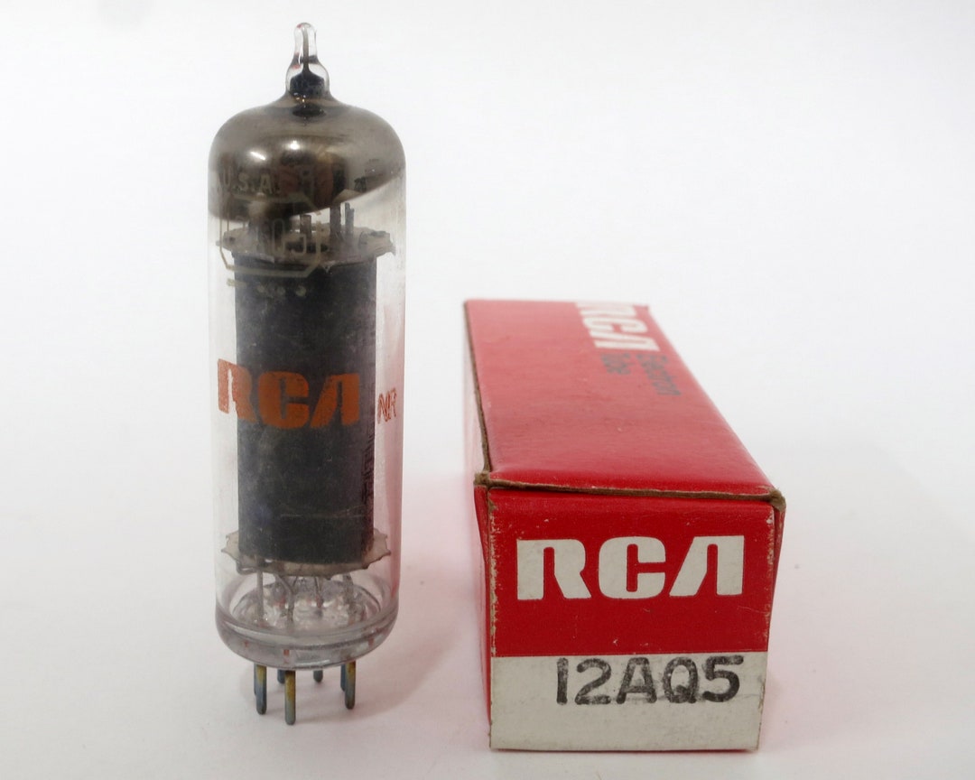 RCA 12AQ5 Vacuum Tube - New Old Stock - Original Box - Excellent Condition - Round Black Plate ...