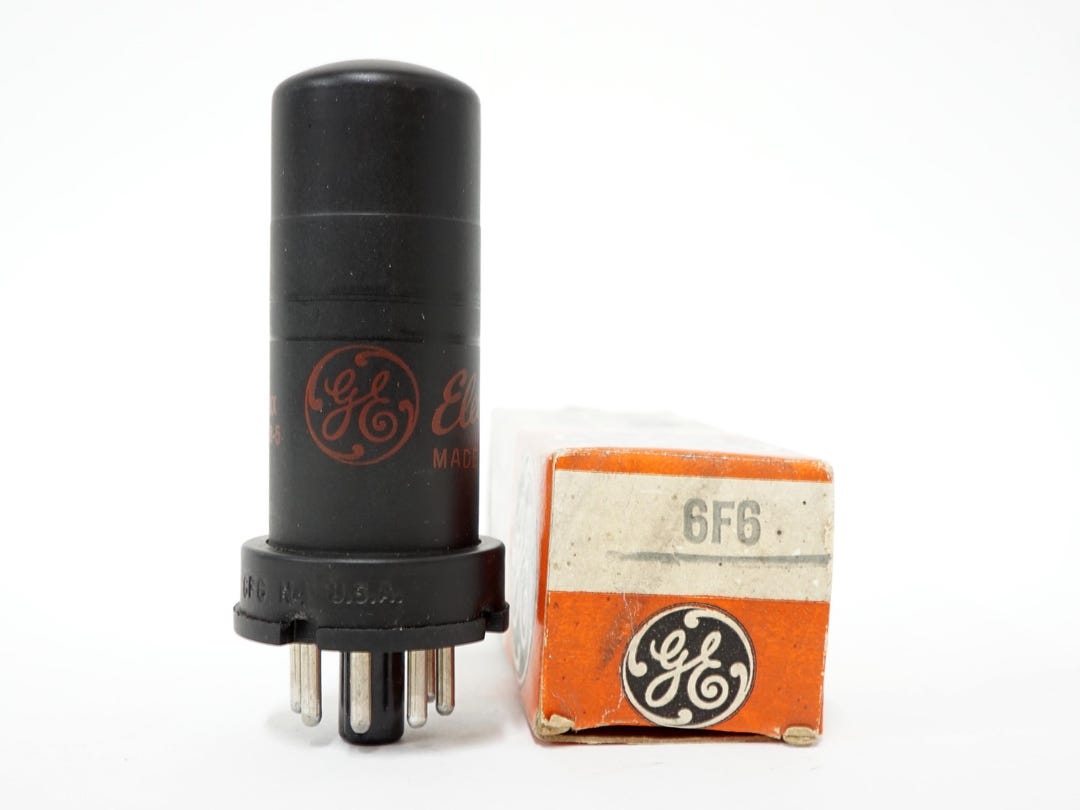 GE 6F6 Vacuum Tube - New Old Stock - Original Box - Excellent Condition - Red Silk Screening ...
