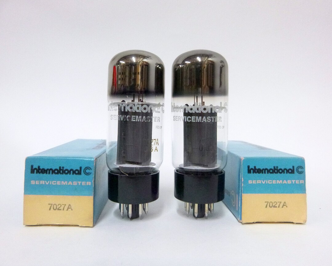 Pair: International 7027A Vacuum Tubes Matched Gm Tall Bottle Beautiful ...