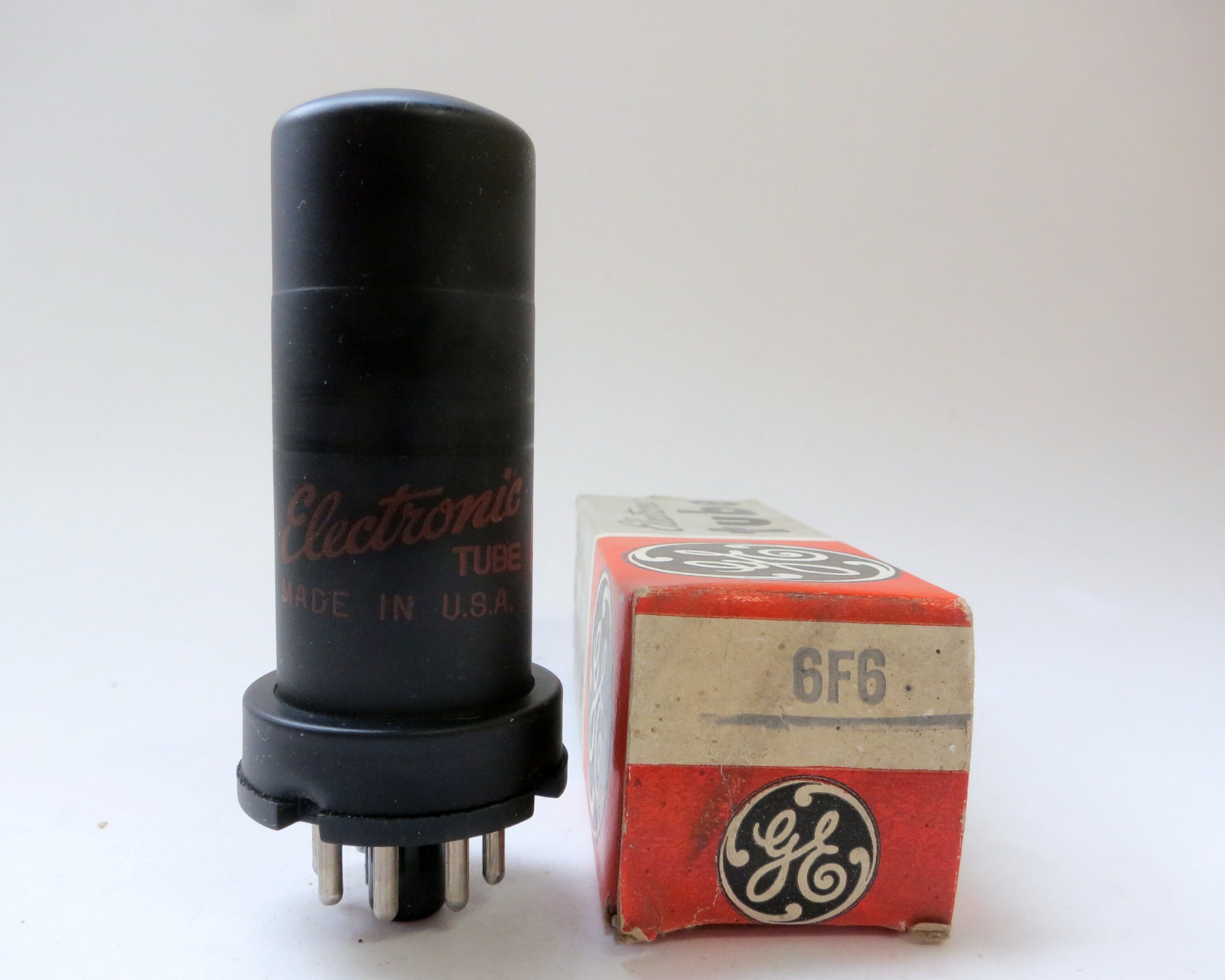 GE 6F6 Vacuum Tube New Old Stock Original Box Excellent Condition Red Silk Screening General ...