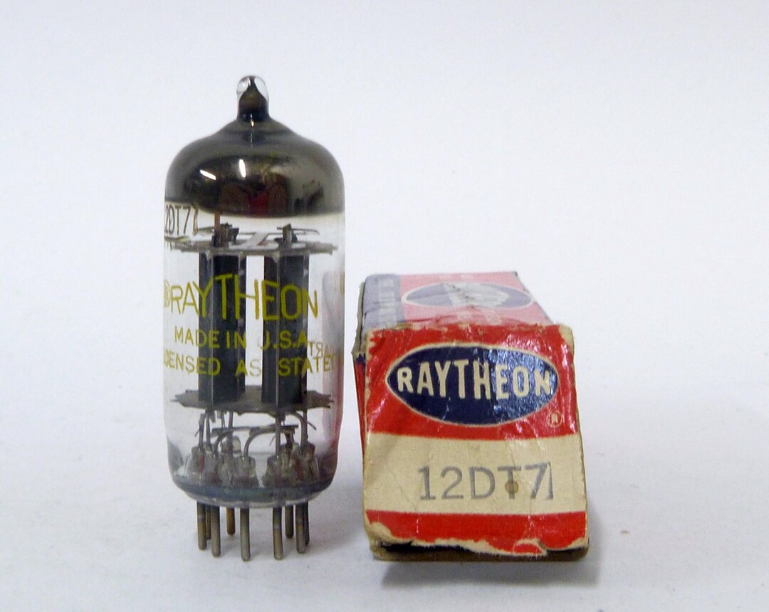 Raytheon 12DT7 Vacuum Tube New Old Stock Original Box Black Plates Rare ...