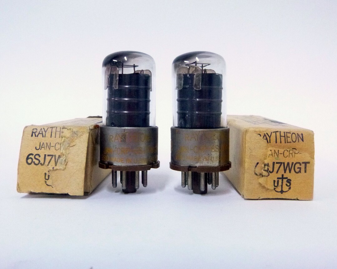 Mp: Raytheon JAN 6SJ7WGT Vacuum Tubes Low Loss Base Rugged 6SJ7GT Glass ...