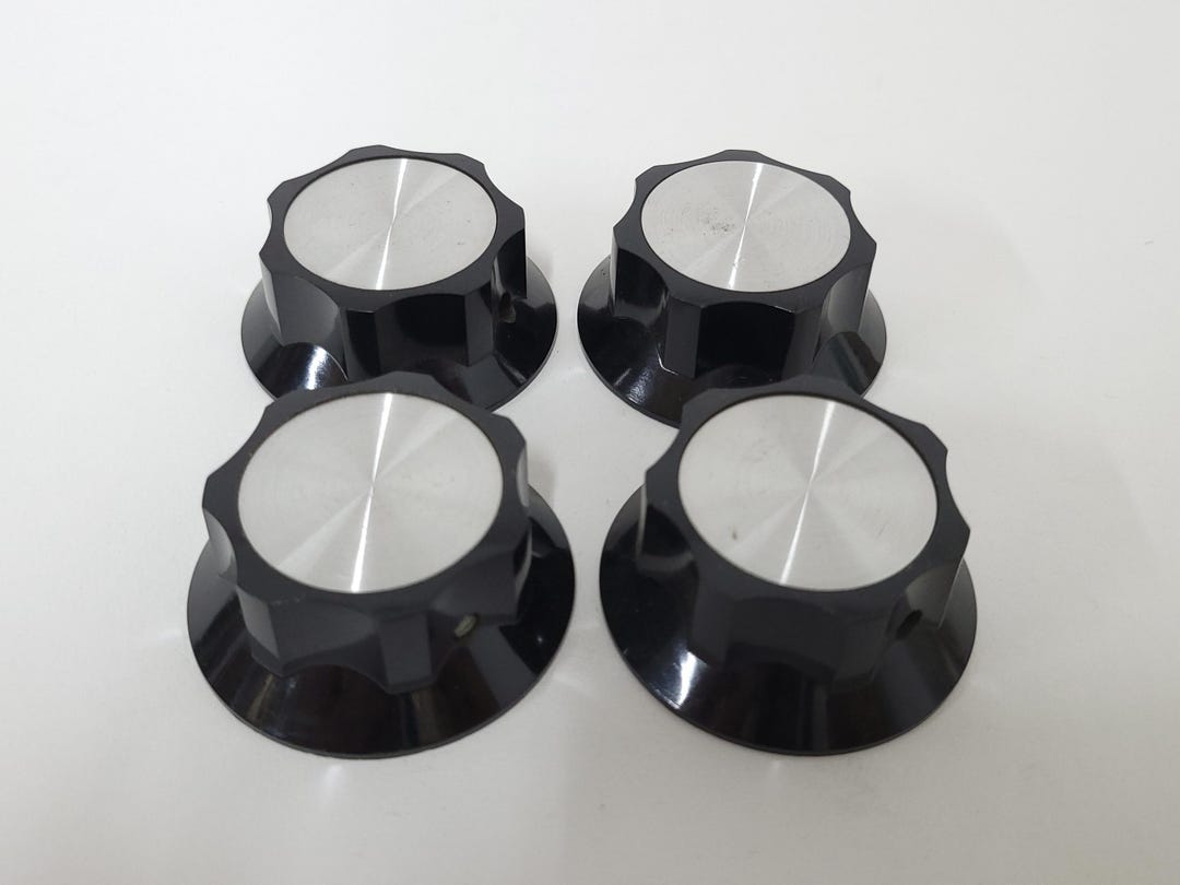 Set of 4 Large Bakelite Radio Knobs With Spun Aluminum Inserts - 2 ...