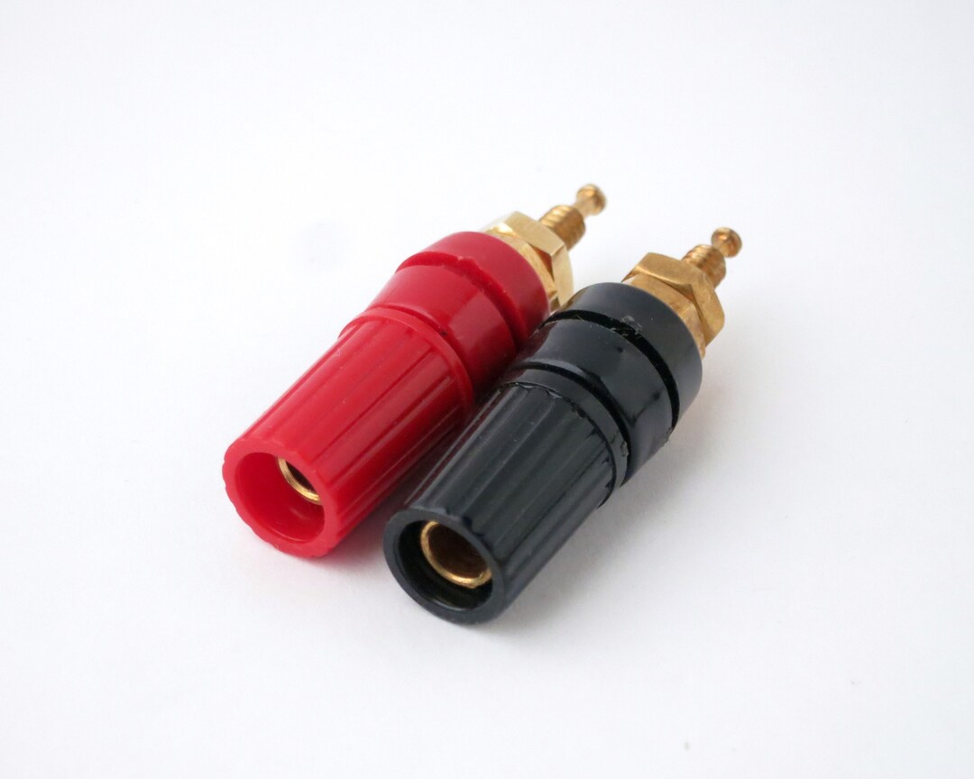 Two Pairs: 5 Way Binding Posts - Red & Black - Gold Plated Hardware ...